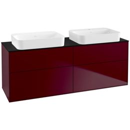 Villeroy & Boch Villeroy und Boch Finion Waschtischunterschrank G72200HB 160x60,3x50,1cm, Glass Black Matt, Peony Matt