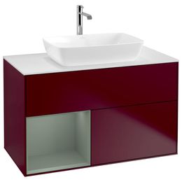 Villeroy & Boch Villeroy und Boch Finion Waschtischunterschrank G771GMHB 100cm, Abdeckplatte white matt, Emotion, Regale Olive matt lacquer, Peony Matt