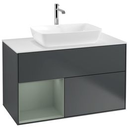 Villeroy & Boch Villeroy und Boch Finion Waschtischunterschrank G771GMHG 100cm, Abdeckplatte white matt, Emotion, Regale Olive matt lacquer, Midnight Blue Matt Lacquer