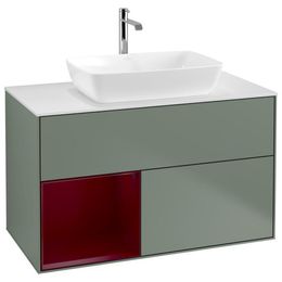 Villeroy & Boch Villeroy und Boch Finion Waschtischunterschrank G771HBGM 100cm, Abdeckplatte white matt, Emotion, Regale Peony matt lacquer, Olive Matt Lacquer