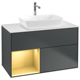 Villeroy & Boch Villeroy und Boch Finion Waschtischunterschrank G771HFHG 100cm, Abdeckplatte white matt, Emotion, Regale Gold matt lacquer, Midnight Blue Matt Lacquer