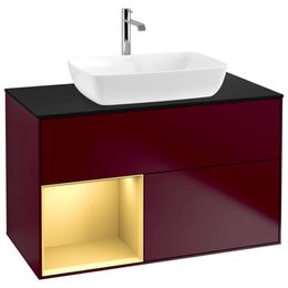 Villeroy & Boch Villeroy und Boch Finion Waschtischunterschrank G772HFHB 100cm, Abdeckplatte black matt, Emotion, Regale Gold matt lacquer, Peony Matt