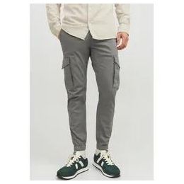 Jack & Jones Cargohose JACK & JONES "JPSTPAUL JJFLAKE CARGO NOOS", Herren, Gr. 32, L&auml;nge 34, grau (sedona sage), Web, Obermaterial: 98% Baumwolle, 2% Elasthan, unifarben, regular fit lang, Hosen Cargohose, Baumwollmischung, regular fit
