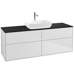 Villeroy & Boch Villeroy und Boch Finion Waschtischunterschrank F85200MT 160x60,3cm, Abdeckplatte black matt, White matt lacquer