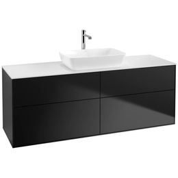 Villeroy & Boch Villeroy und Boch Finion Waschtischunterschrank F85100PD 160x60,3cm, Abdeckplatte white matt, Black matt lacquer