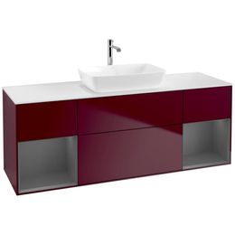 Villeroy & Boch Villeroy und Boch Finion Waschtischunterschrank F861GKHB 160cm, Abdeckplatte white matt, Regale Anthracite matt lacquer, Peony Matt
