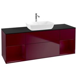 Villeroy & Boch Villeroy und Boch Finion Waschtischunterschrank G862HBHB 160cm, Abdeckplatte black matt, Emotion, Regale Peony matt lacquer, Peony Matt