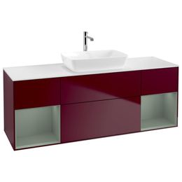Villeroy & Boch Villeroy und Boch Finion Waschtischunterschrank G861GMHB 160cm, Abdeckplatte white matt, Emotion, Regale Olive matt lacquer, Peony Matt