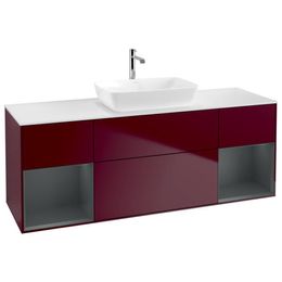 Villeroy & Boch Villeroy und Boch Finion Waschtischunterschrank G861HGHB 160cm, Abdeckplatte white matt, Emotion, Regale Midnight matt lacquer, Peony Matt