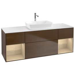 Villeroy & Boch Villeroy und Boch Finion Waschtischunterschrank G861PCGN 160cm, Abdeckplatte white matt, Emotion, Regale Oak Veneer, Walnut veneer
