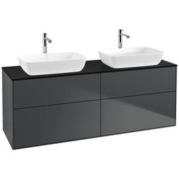 Villeroy & Boch Villeroy und Boch Finion Waschtischunterschrank F84200HG 160x60,3cm, Abdeckplatte black matt, Midnight Blue Matt Lacquer