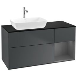 Villeroy & Boch Villeroy und Boch Finion Waschtischunterschrank G812GKHG 120cm, Abdeckplatte black matt, Emotion, Regale Anthracite matt lacquer, Midnight Blue Matt Lacquer
