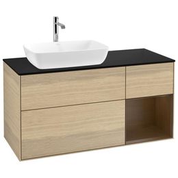 Villeroy & Boch Villeroy und Boch Finion Waschtischunterschrank G812GNPC 120cm, Abdeckplatte black matt, Emotion, Regale Walnut Veneer, Oak Veneer