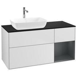 Villeroy & Boch Villeroy und Boch Finion Waschtischunterschrank G812HGMT 120cm, Abdeckplatte black matt, Emotion, Regale Midnight matt lacquer, White matt lacquer