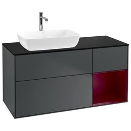 Villeroy & Boch Villeroy und Boch Finion Waschtischunterschrank G812HBHG 120cm, Abdeckplatte black matt, Emotion, Regale Peony matt lacquer, Midnight Blue Matt Lacquer