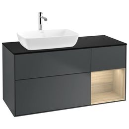 Villeroy & Boch Villeroy und Boch Finion Waschtischunterschrank G812PCHG 120cm, Abdeckplatte black matt, Emotion, Regale Oak Veneer, Midnight Blue Matt Lacquer
