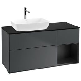 Villeroy & Boch Villeroy und Boch Finion Waschtischunterschrank G812PDHG 120cm, Abdeckplatte black matt, Emotion, Regale Black matt lacquer, Midnight Blue Matt Lacquer
