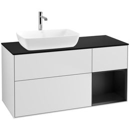 Villeroy & Boch Villeroy und Boch Finion Waschtischunterschrank F812PDMT 120cm, Abdeckplatte black matt, Regale Black matt lacquer, White matt lacquer