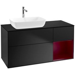 Villeroy & Boch Villeroy und Boch Finion Waschtischunterschrank F812HBPD 120cm, Abdeckplatte black matt, Regale Peony matt lacquer, Black matt lacquer