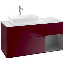 Villeroy & Boch Villeroy und Boch Finion Waschtischunterschrank F811GKHB 120cm, Abdeckplatte white matt, Regale Anthracite matt lacquer, Peony Matt