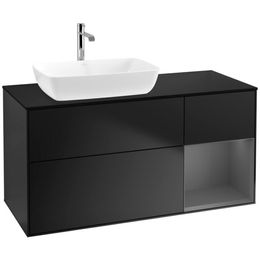 Villeroy & Boch Villeroy und Boch Finion Waschtischunterschrank F812GKPD 120cm, Abdeckplatte black matt, Regale Anthracite matt lacquer, Black matt lacquer