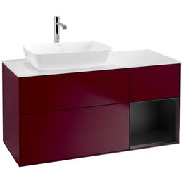 Villeroy & Boch Villeroy und Boch Finion Waschtischunterschrank F811PDHB 120cm, Abdeckplatte white matt, Regale Black matt lacquer, Peony Matt