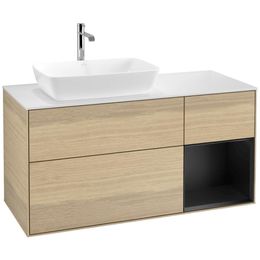 Villeroy & Boch Villeroy und Boch Finion Waschtischunterschrank F811PDPC 120cm, Abdeckplatte white matt, Regale Black matt lacquer, Oak Veneer