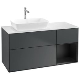 Villeroy & Boch Villeroy und Boch Finion Waschtischunterschrank G811PDHG 120cm, Abdeckplatte white matt, Emotion, Regale Black matt lacquer, Midnight Blue Matt Lacquer