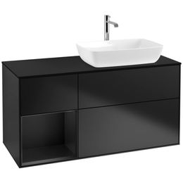 Villeroy & Boch Villeroy und Boch Finion Waschtischunterschrank F802PDPD 120cm, Abdeckplatte black matt, Regale Black matt lacquer, Black matt lacquer
