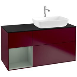 Villeroy & Boch Villeroy und Boch Finion Waschtischunterschrank F802GMHB 120cm, Abdeckplatte black matt, Regale Olive matt lacquer, Peony Matt