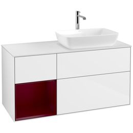 Villeroy & Boch Villeroy und Boch Finion Waschtischunterschrank F801HBGF 120cm, Abdeckplatte white matt, Regale Peony matt lacquer, Glossy white lacquer