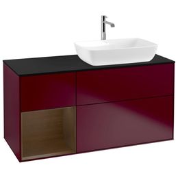 Villeroy & Boch Villeroy und Boch Finion Waschtischunterschrank G802GNHB 120cm, Abdeckplatte black matt, Emotion, Regale Walnut Veneer, Peony Matt