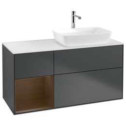 Villeroy & Boch Villeroy und Boch Finion Waschtischunterschrank G801GNHG 120cm, Abdeckplatte white matt, Emotion, Regale Walnut Veneer, Midnight Blue Matt Lacquer