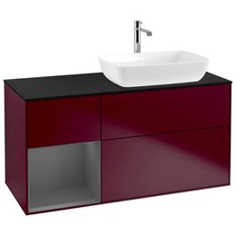 Villeroy & Boch Villeroy und Boch Finion Waschtischunterschrank G802GKHB 120cm, Abdeckplatte black matt, Emotion, Regale Anthracite matt lacquer, Peony Matt
