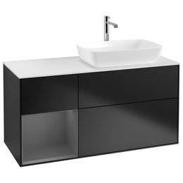 Villeroy & Boch Villeroy und Boch Finion Waschtischunterschrank G801GKPD 120cm, Abdeckplatte white matt, Emotion, Regale Anthracite matt lacquer, Black matt lacquer