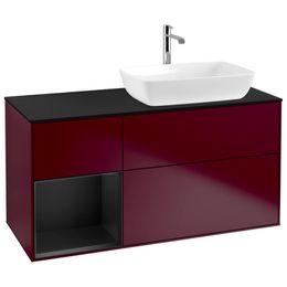 Villeroy & Boch Villeroy und Boch Finion Waschtischunterschrank G802PDHB 120cm, Abdeckplatte black matt, Emotion, Regale Black matt lacquer, Peony Matt