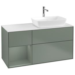 Villeroy & Boch Villeroy und Boch Finion Waschtischunterschrank G801GMGM 120cm, Abdeckplatte white matt, Emotion, Regale Olive matt lacquer, Olive Matt Lacquer