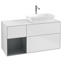 Villeroy & Boch Villeroy und Boch Finion Waschtischunterschrank G801HGMT 120cm, Abdeckplatte white matt, Emotion, Regale Midnight matt lacquer, White matt lacquer