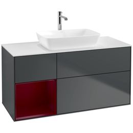 Villeroy & Boch Villeroy und Boch Finion Waschtischunterschrank F821HBHG 120cm, Abdeckplatte white matt, Regale Peony matt lacquer, Midnight Blue Matt Lacquer