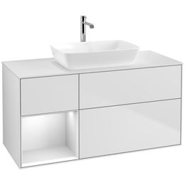 Villeroy & Boch Villeroy und Boch Finion Waschtischunterschrank F821MTMT 120cm, Abdeckplatte white matt, Regale White matt lacquer, White matt lacquer