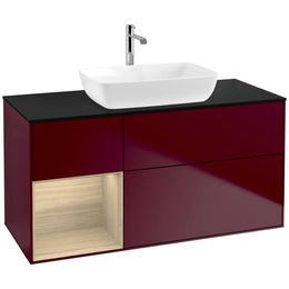 Villeroy & Boch Villeroy und Boch Finion Waschtischunterschrank F822PCHB 120cm, Abdeckplatte black matt, Regale Oak Veneer, Peony Matt