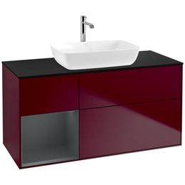 Villeroy & Boch Villeroy und Boch Finion Waschtischunterschrank F822HGHB 120cm, Abdeckplatte black matt, Regale Midnight matt lacquer, Peony Matt