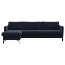 Ecksofa FLEXLUX "Fiore, L-Form", blau (royal blau), B:247cm H:85cm T:92cm, 100% Polyester, Sofas, Ecksofa, schmale Armlehnen, Kaltschaum, F&uuml;&szlig;e Alu+schwarz