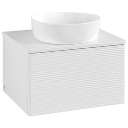 Villeroy & Boch Villeroy und Boch Antao Waschtisch-Unterschrank L29110GF mit Beleuchtung, 1 Auszug, 600 x 360 x 500 mm, Front mit Struktur, Glossy White Lacquer / Glossy White Lacquer