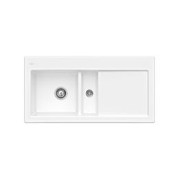 Villeroy & Boch Villeroy und Boch Subway Fl&auml;chenb&uuml;ndige Sp&uuml;le 67702FKG Becken links, mit Ablaufgarnitur und Excenterbet&auml;tigung, Snow White