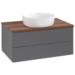 Villeroy & Boch Villeroy und Boch Antao Waschtisch-Unterschrank L19012GK mit Beleuchtung, 2 Ausz&uuml;ge, 800 x 360 x 500 mm, Front ohne Struktur, Anthracite Matt Lacquer / Warm Walnut