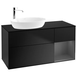 Villeroy & Boch Villeroy und Boch Finion Waschtischunterschrank G932GKPD 120cm, Abdeckplatte black matt, Emotion, Regale Anthracite matt lacquer, Black matt lacquer