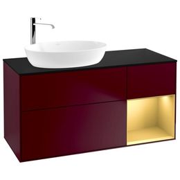 Villeroy & Boch Villeroy und Boch Finion Waschtischunterschrank G932HFHB 120cm, Abdeckplatte black matt, Emotion, Regale Gold matt lacquer, Peony Matt