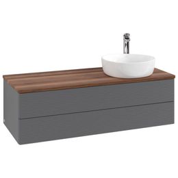 Villeroy & Boch Villeroy und Boch Antao Waschtisch-Unterschrank K23152GK 120x36x50cm, Hahnloch, Waschbeckenplattenfarbe warm walnut, anthracite matt lacquer