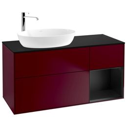 Villeroy & Boch Villeroy und Boch Finion Waschtischunterschrank G932PDHB 120cm, Abdeckplatte black matt, Emotion, Regale Black matt lacquer, Peony Matt